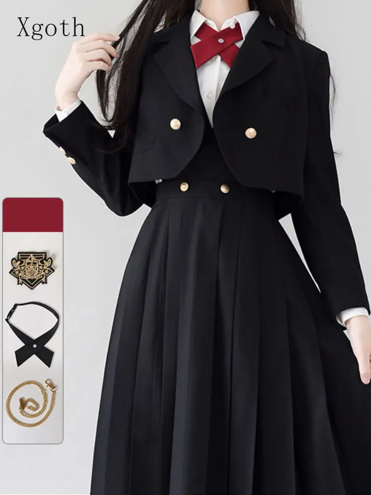 Xgoth Chaqueta corta con cuello en V, chaleco, vestido Jk, uniforme de Original y genuino, traje ...