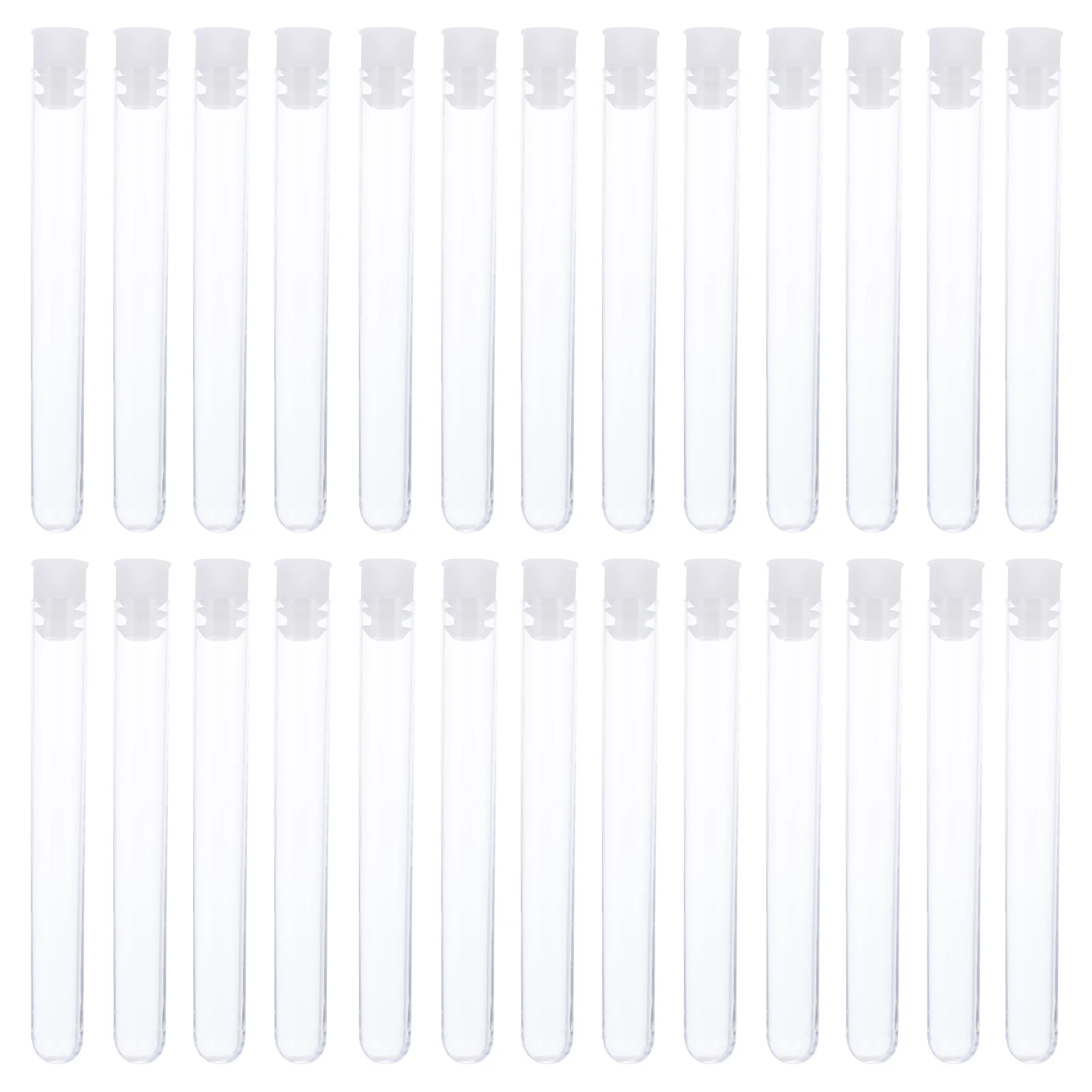 100Pcs Clear Plastic Test Tubes with White Screw Caps Sample Containers ...