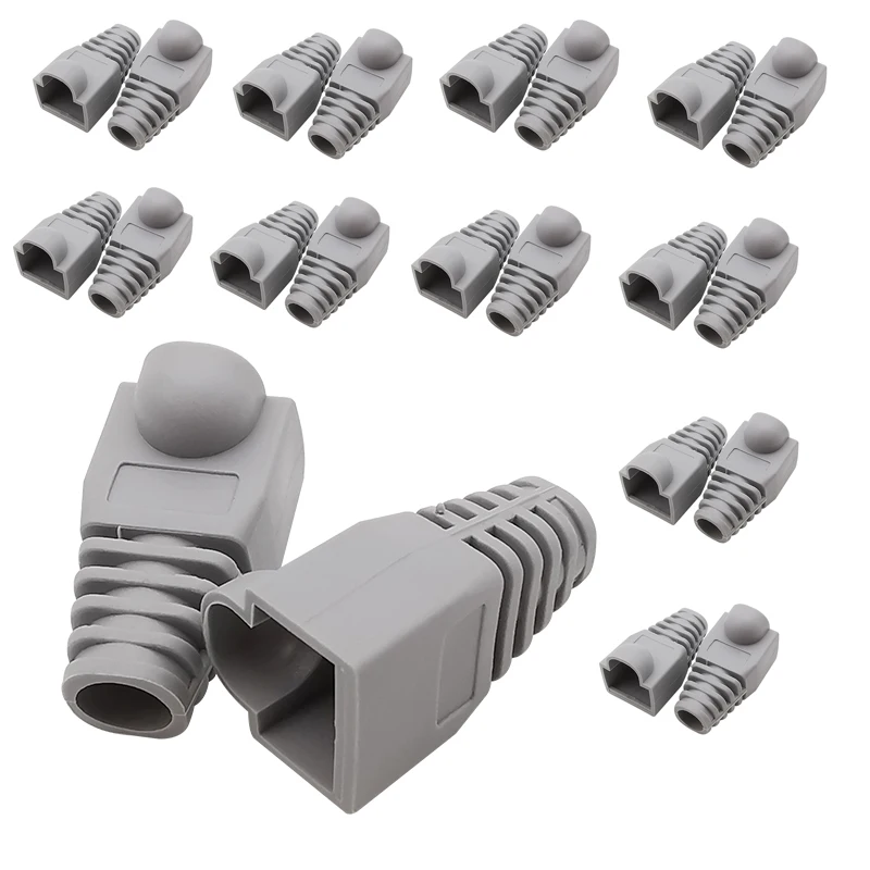 50-20Pcs-Grey-RJ45-Caps-Cat-Protective-Sleeve-RJ-45-CAT5E-CAT6-Adapter ...