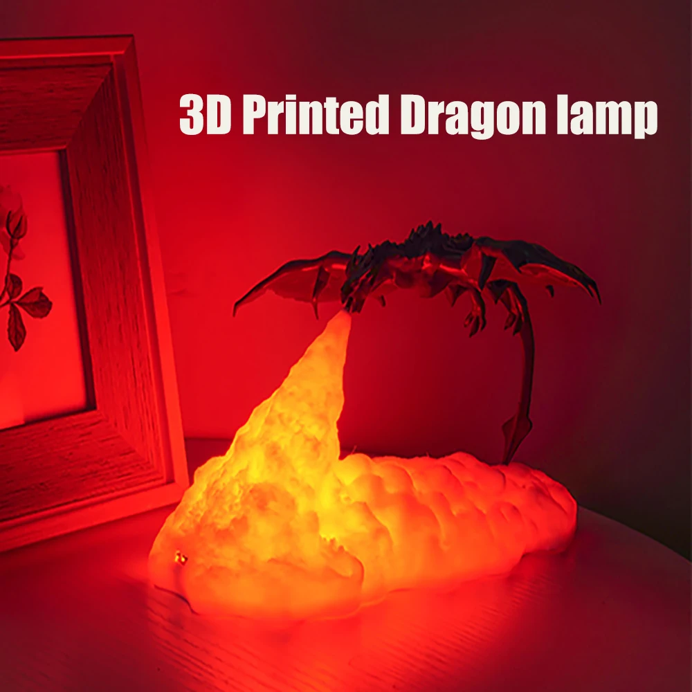 New-3D-Printed-LED-Fire-breathing-Dragon-Shape-Night-Light-Change-Room ...