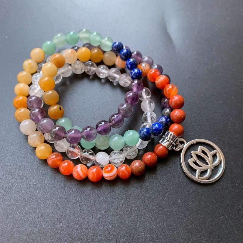 Piedras-naturales-de-7-Chakras-108-cuentas-de-oraci-n-Mala-artesan-a-de ...