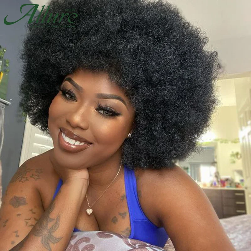 Natural macio afro kinky encaracolado perucas para preto feminino afro ...