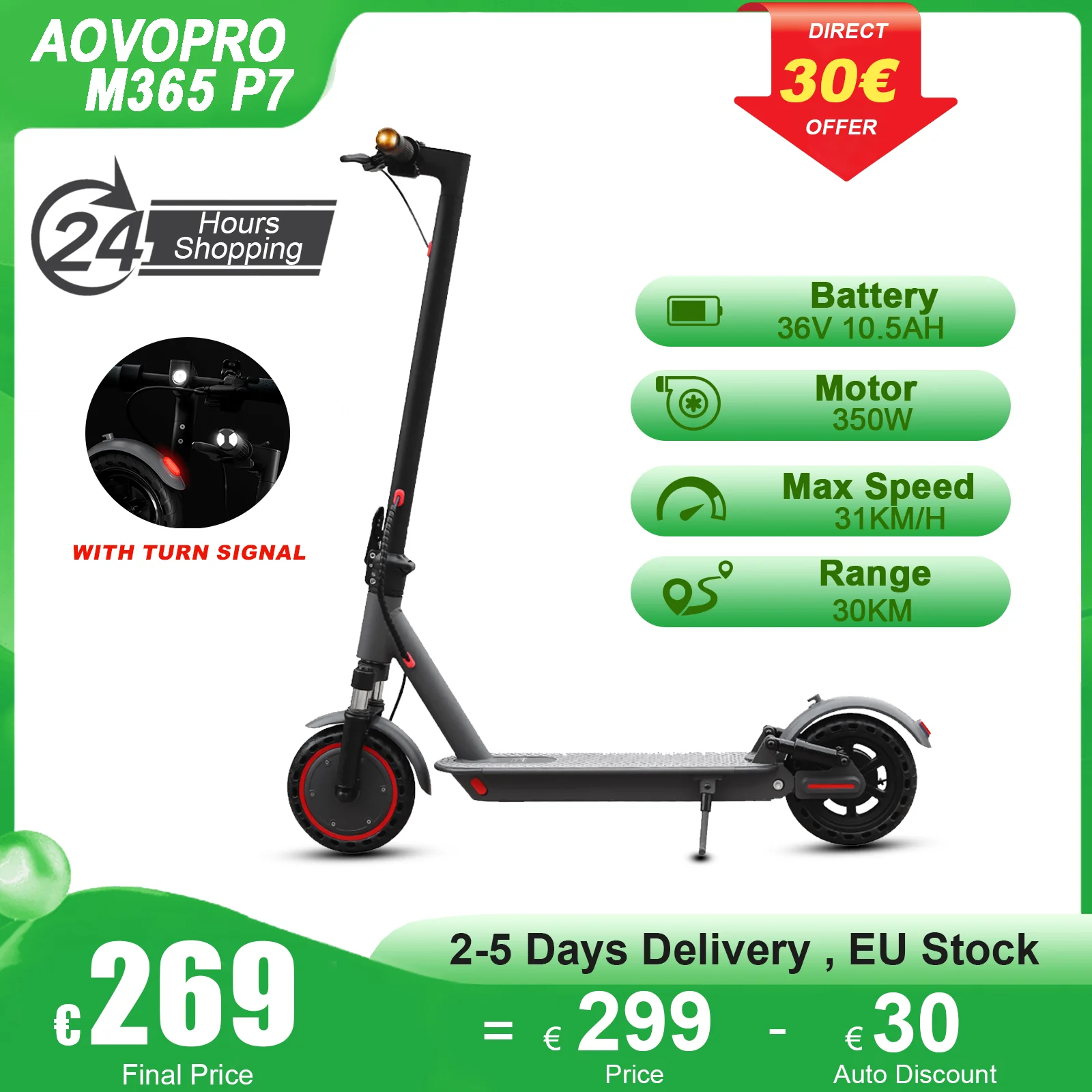 AOVOPRO-M365-P7-Adult-Electric-Scooter-31KM-h-With-Turning-Lights-Dual ...