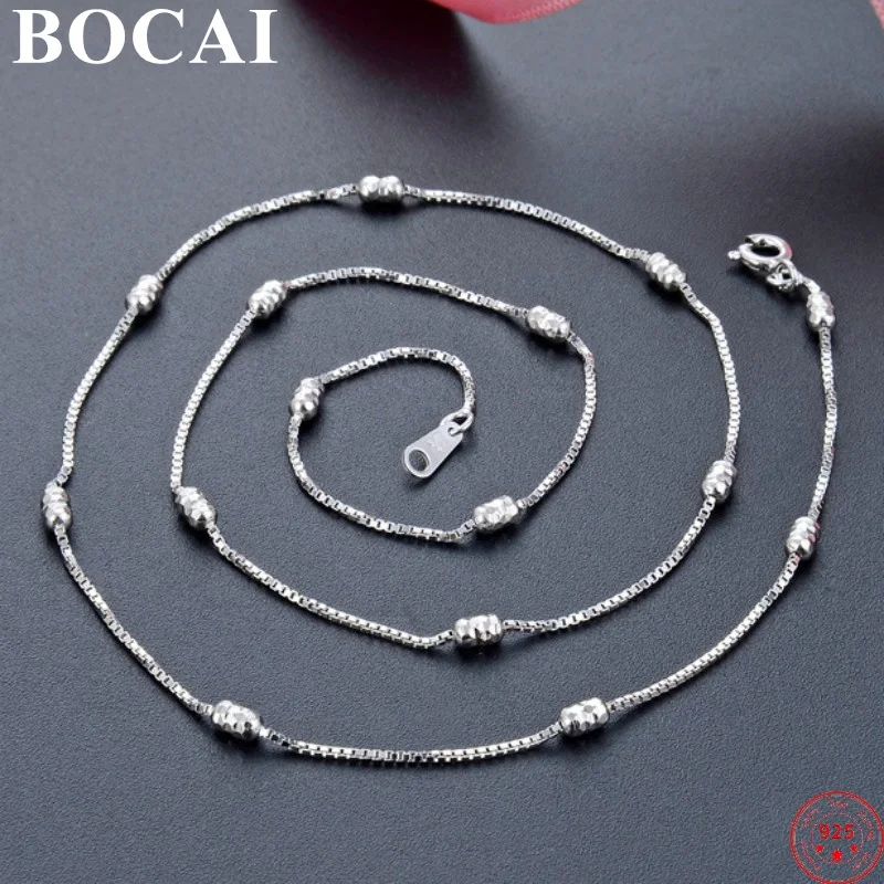 BOCAI S925 스털링 실버 목걸이, 남성 여성을 위한 새로운 패션 기질 타이 실버 박스 체인 순수한 아르헨티나 쥬얼리 2022|체인목걸이| - AliExpress