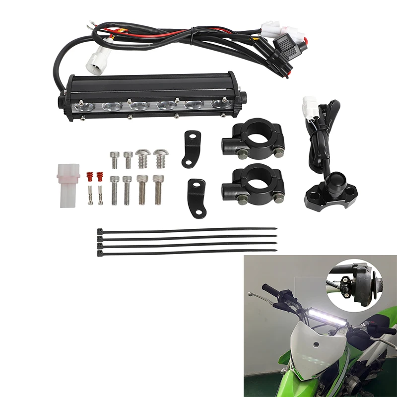 7-8-Inch-Handlebars-Motocross-Spotlight-Headlight-LED-Light-Kit-Wiring ...