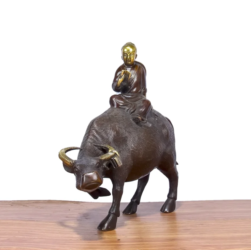 Vintage Brass Boy Riding Ox Pastor Boy Riding Ox Ornament Child Zodiac ...