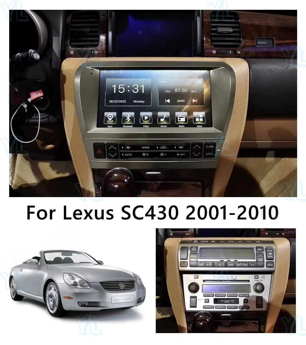 YL For Lexus SC430 SC400 2001 2002-2010 Android 13.0 Wireless Carplay ...
