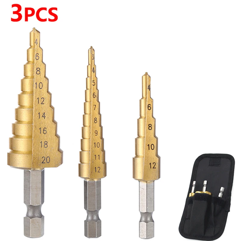 HSS-Straight-Fluted-Pagoda-Step-Drill-Hex-Shank-Reamer-Bit-Set ...