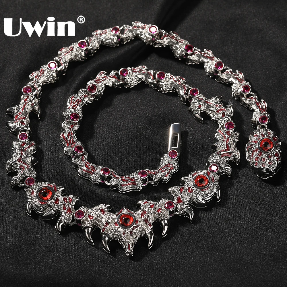 UWIN-Iced-Out-Silver-Color-Red-Eyes-Chain-Necklaces-for-Women-Men ...