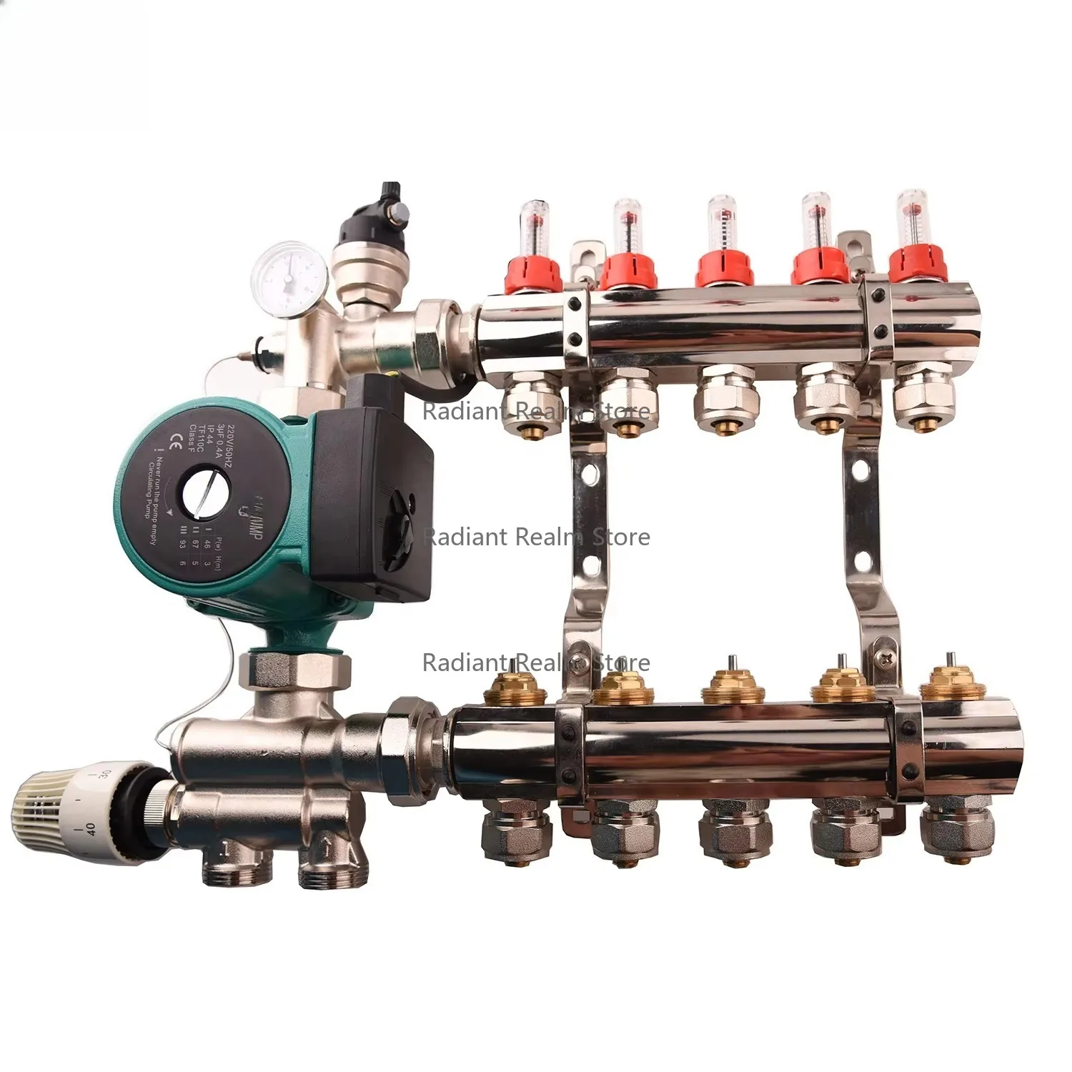 Water Radiant Floor Heating Manifolds Brass Flow Meter Pipe Underfloor ...