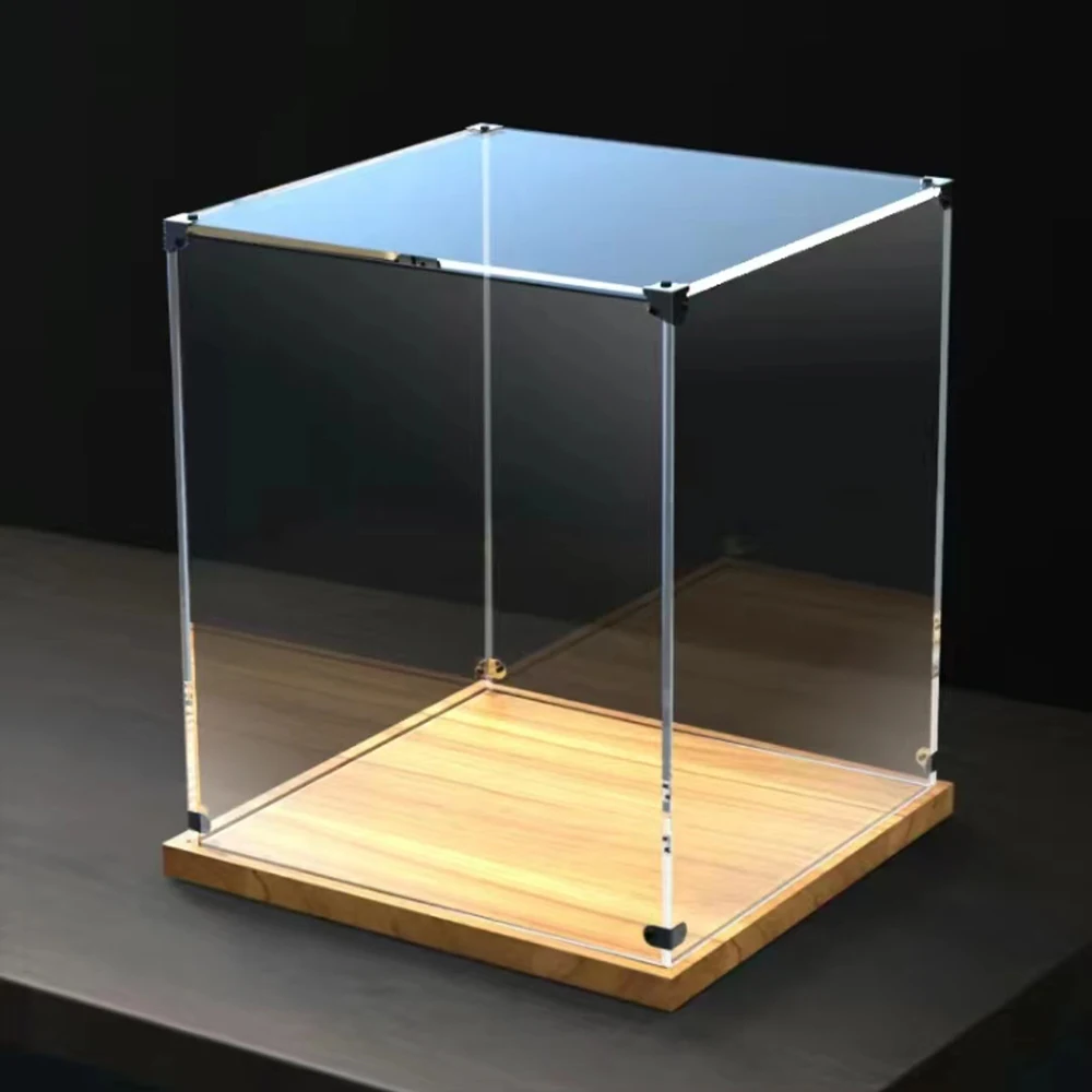 Transparent-Acrylic-Board-With-Wooden-Bottom-Display-Box-Suitable-For ...