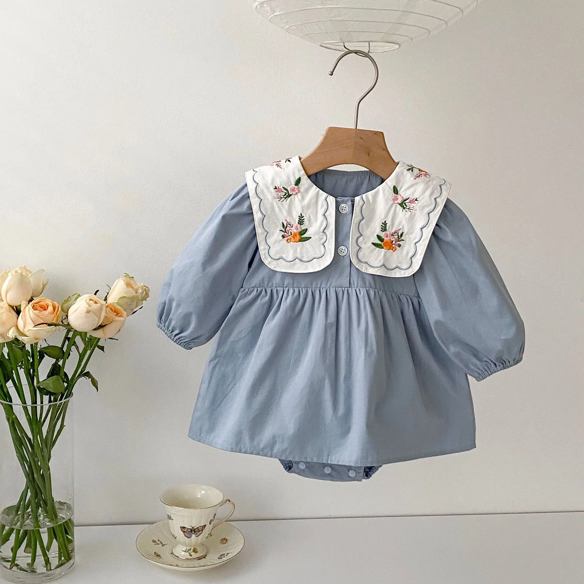 Autumn-Baby-Clothes-Infant-Embroidery-Flower-Lapel-Long-Sleeve-Bodysuit ...