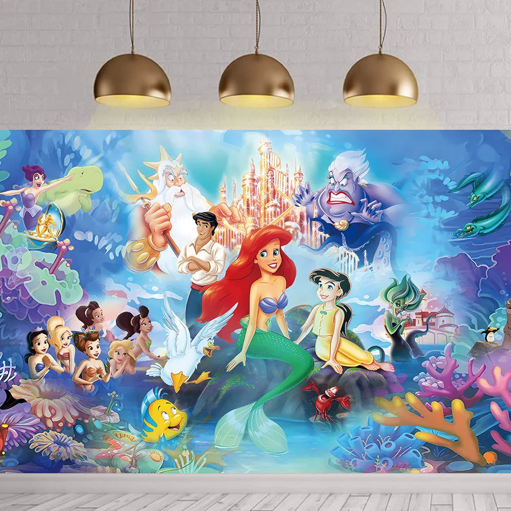 Little-Mermaid-Backdrop-Girls-Birthday-Decoration-Ariel-Princess-Photo ...