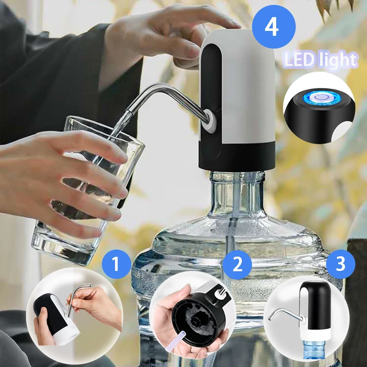 Water-bottle-pump-5-gallon-USB-charging-automatic-drinking-portable ...