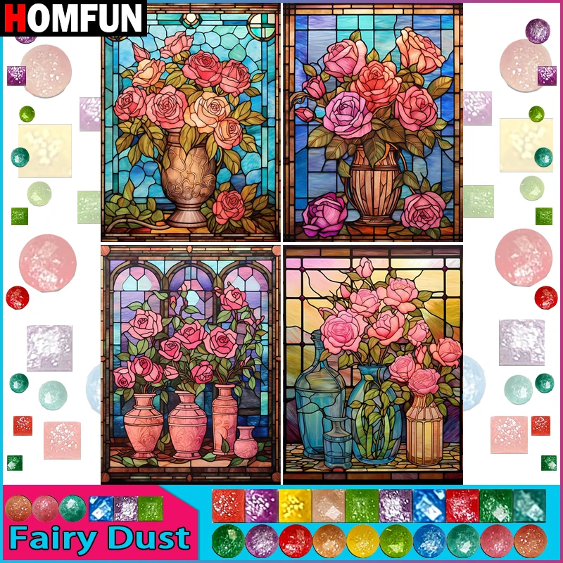 HOMFUN-Fairy-Dust-Diy-5d-Diamond-Painting-Flower-Rose-Cross-Stitch ...