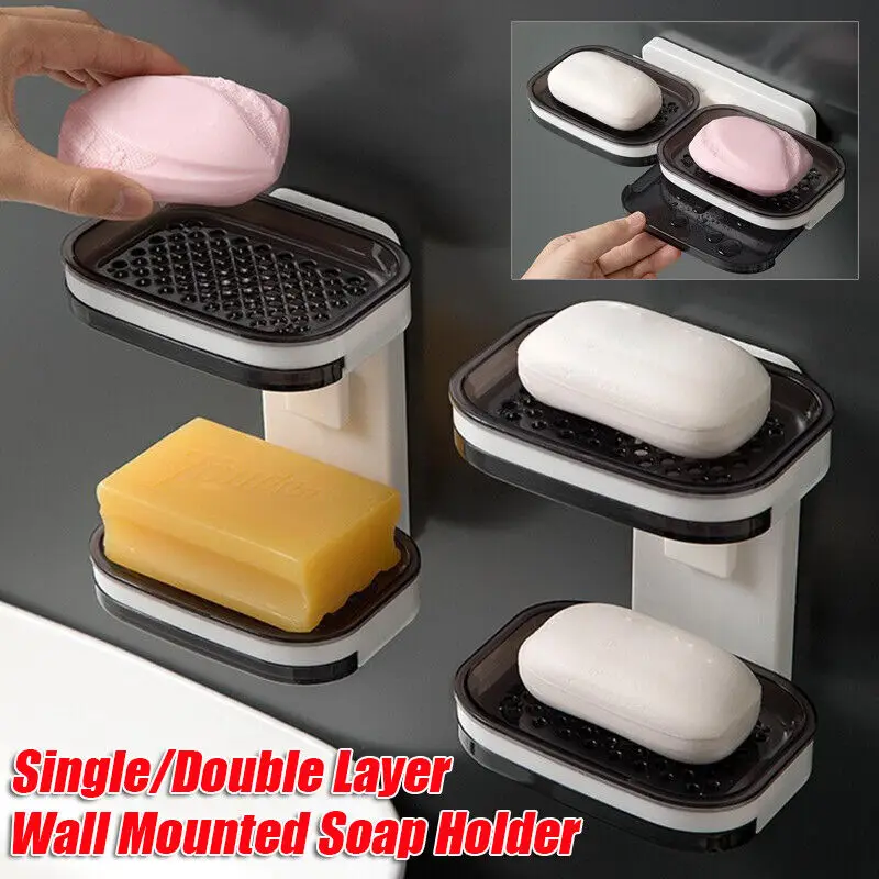 Wall-Mounted-Soap-Box-Perforated-Suction-Cup-Wall-mount-Single-and ...