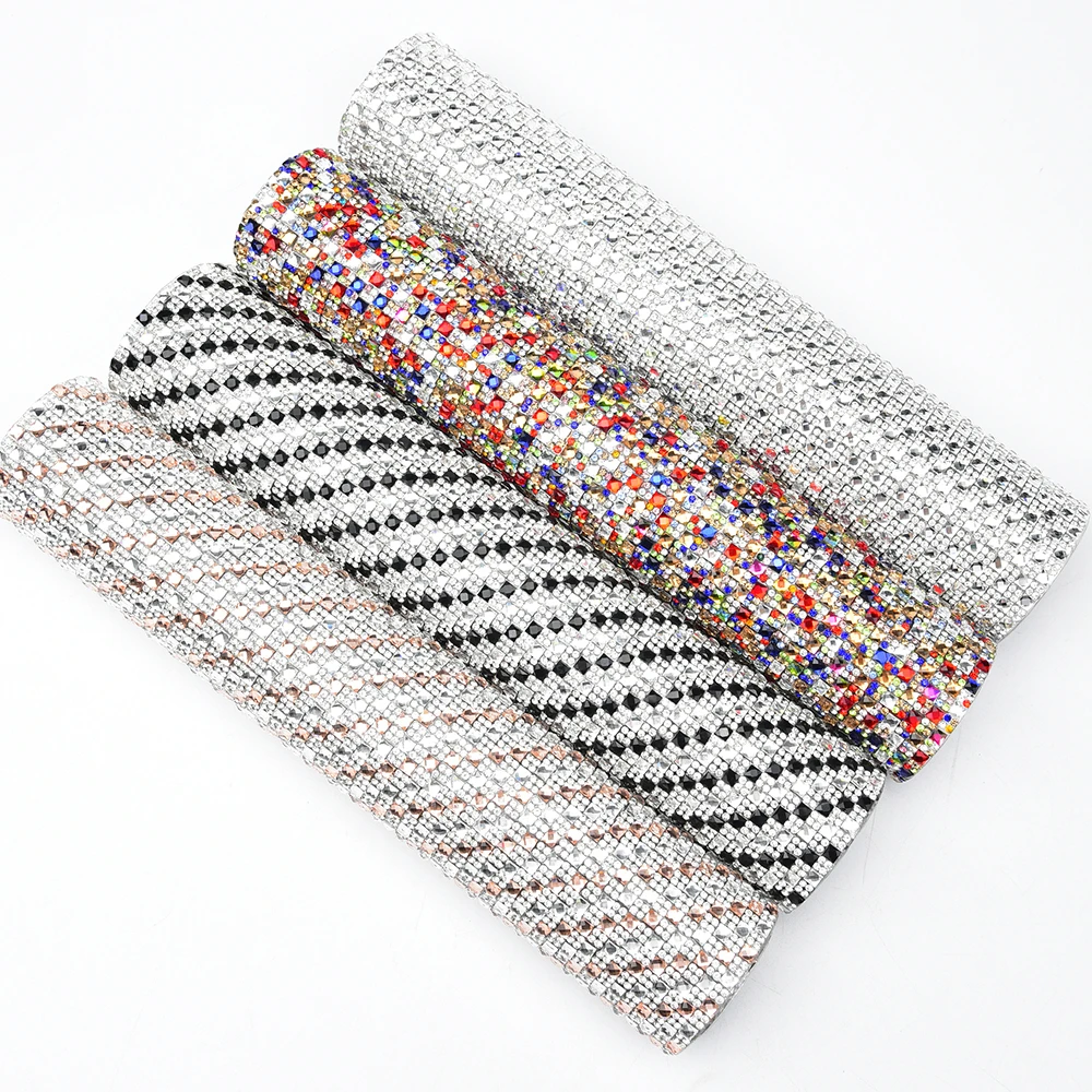 24-40Cm-Hotfix-Square-Glass-Rhinestone-Mesh-Trim-Ribbon-Crystal-Fabric ...