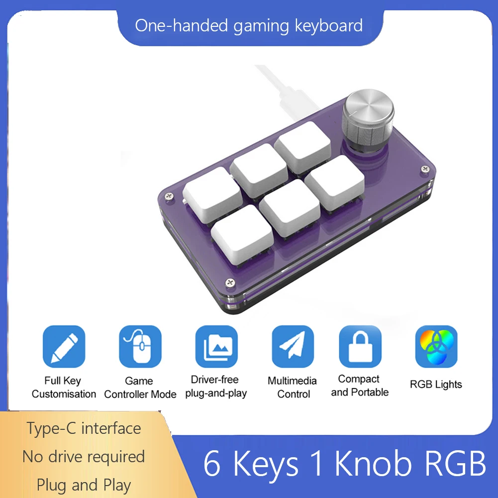 3/6 Keys Programming Macro Custom Knob Keyboard Copy Paste Mini Button Photoshop RGB Gaming ...