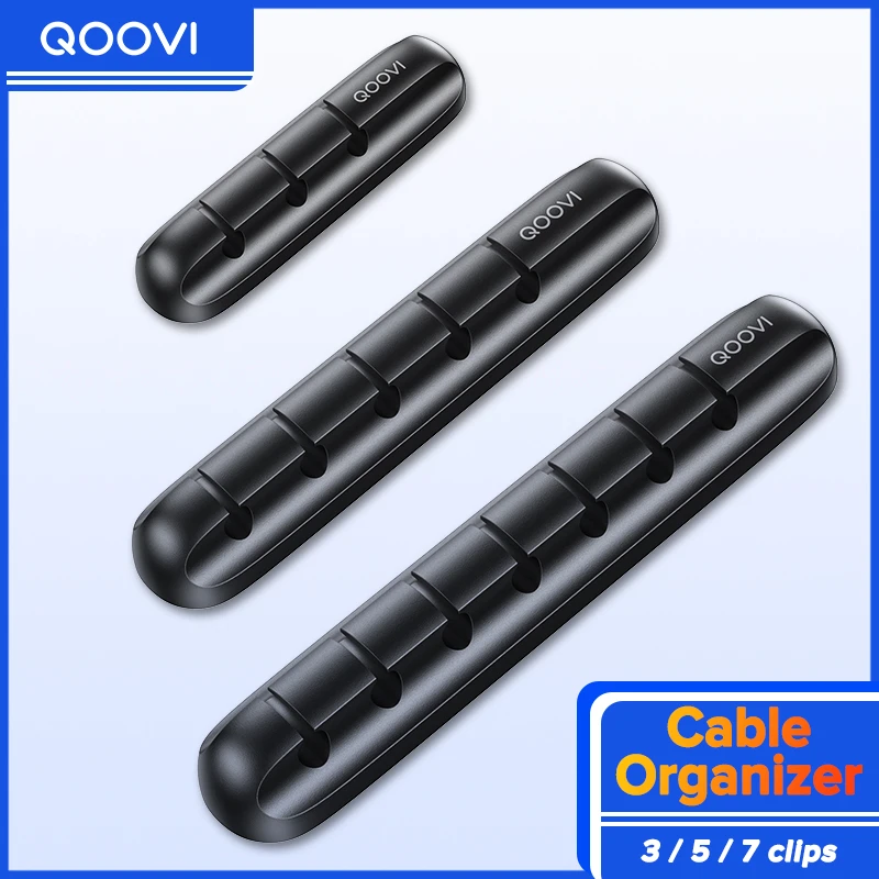 QOOVI Cable Organizer Management Wire Holder Flexible USB Cable Winder ...