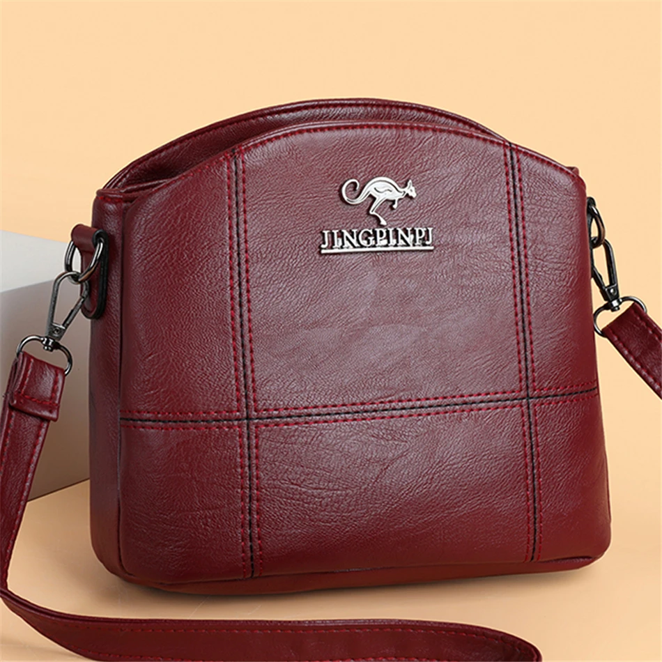 Solid Leather Small Crossbody Bags For Women 2021 New Multi-pocket ...