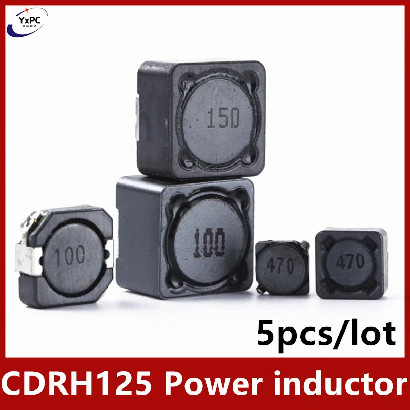 5pcs CDRH125 SMD power inductor 12x12x5 1UH 1.5UH 2.2UH 3.3UH 10UH 15UH ...