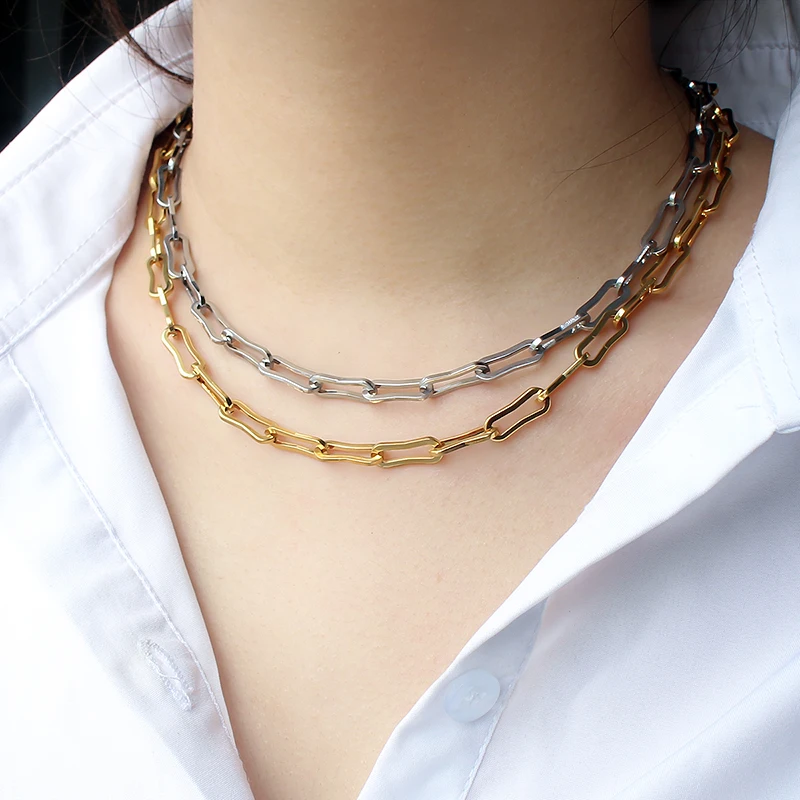 New IP Gold Plated Novel Dog Bone Link Charm Necklace Trendy 316L ...