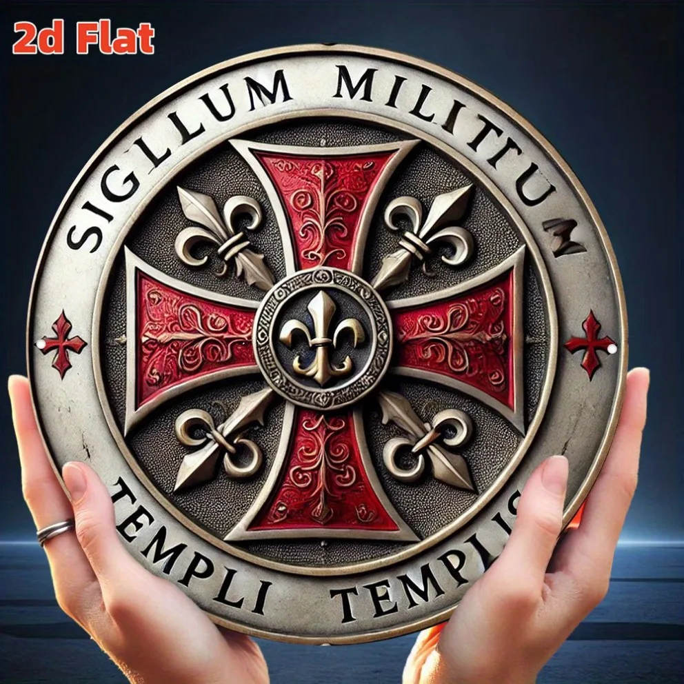 **Knights Templar Emblem Metal Sign - 7.79x7.79 Inch Round Medieval ...