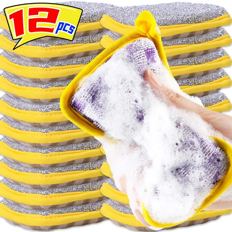 12-1PCS-Magic-Double-Side-Dishwashing-Sponge-Fiber-Cloth-Brush-Pan-Pot ...