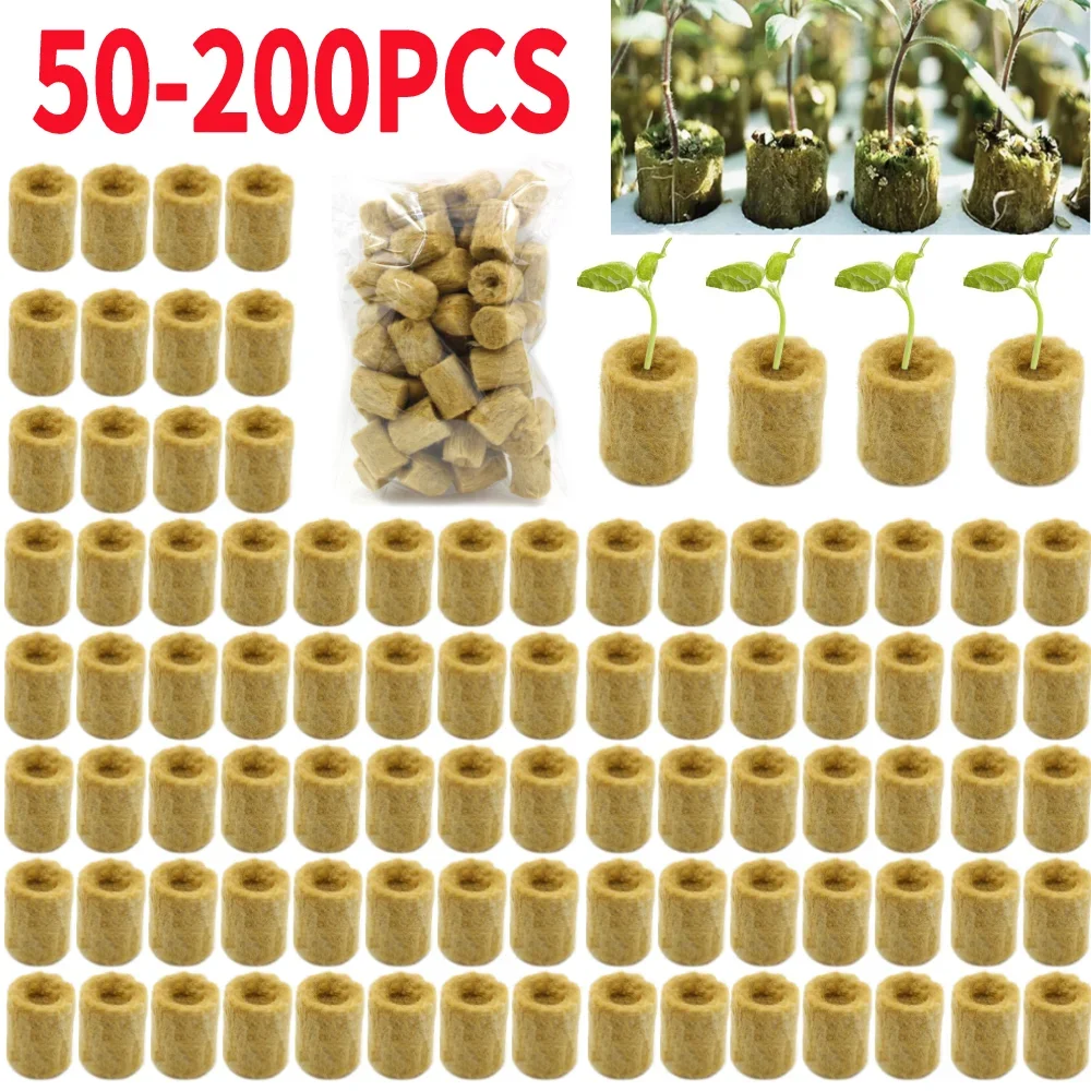 50-200PCS-Seedling-Grow-Media-Plug-Starter-Cubes-Rock-Wool-Plant ...