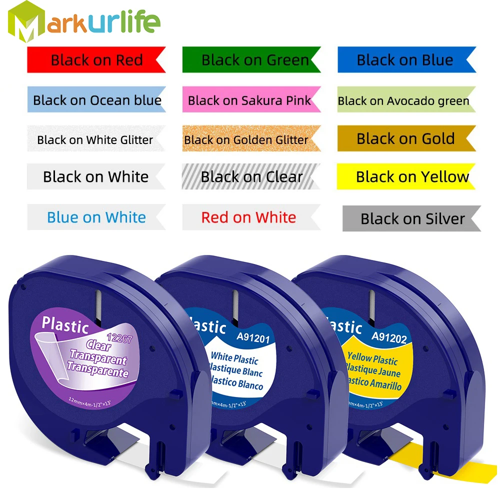 1pcs-12mm-Letra-Tag-Label-Tape-Compatible-DYMO-Label-Printer-91200 ...