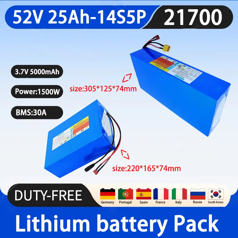 New-52V-25Ah-21700-14S5P-lithium-battery-pack-A-class-battery-with-long ...