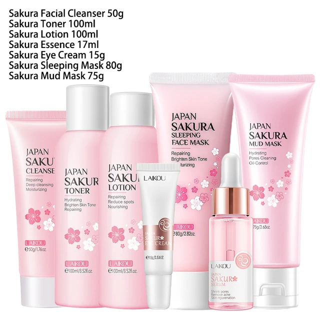 Kit de productos faciales Sakura para el cuidado de la piel, limpiador Facial, crema Facial ...