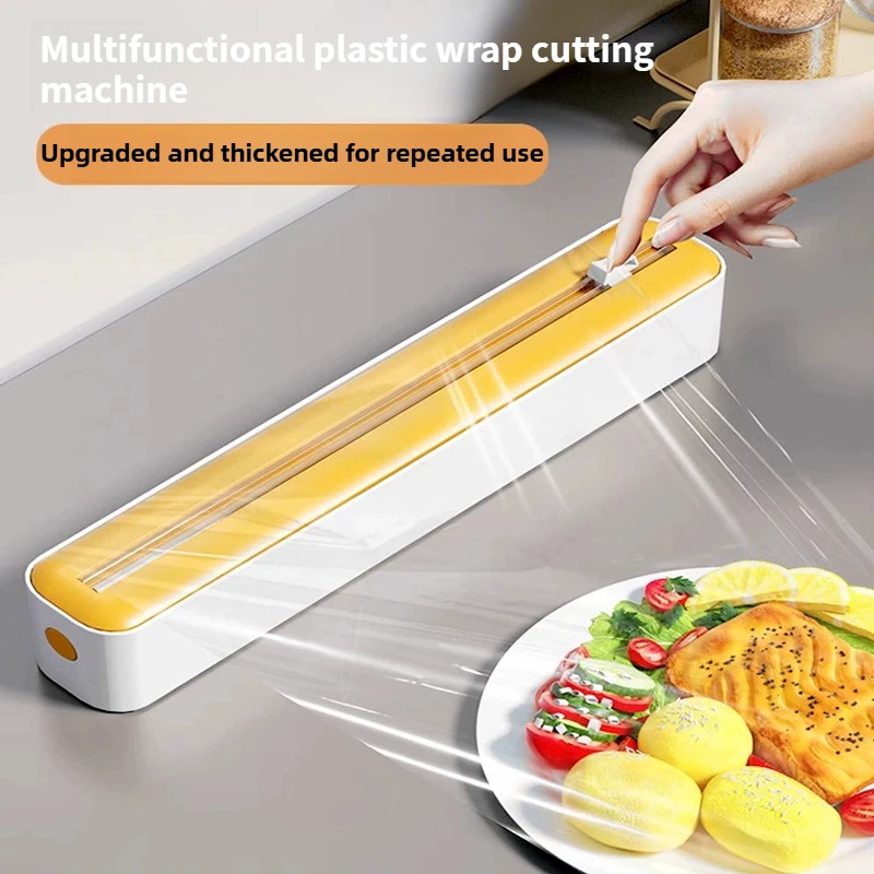 Food grade kitchen disposable plastic wrap sliding cutter, reusable ...