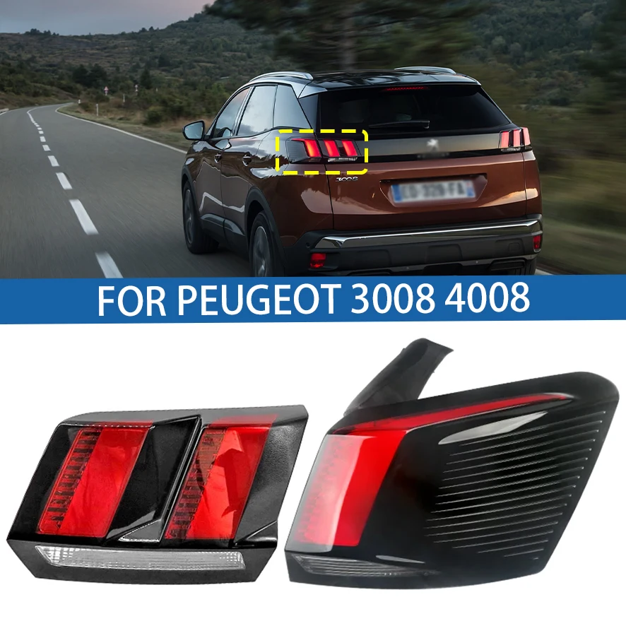 For Peugeot 3008 4008 Car Tail light Rear Bumper Light Stop Brake Lamp ...