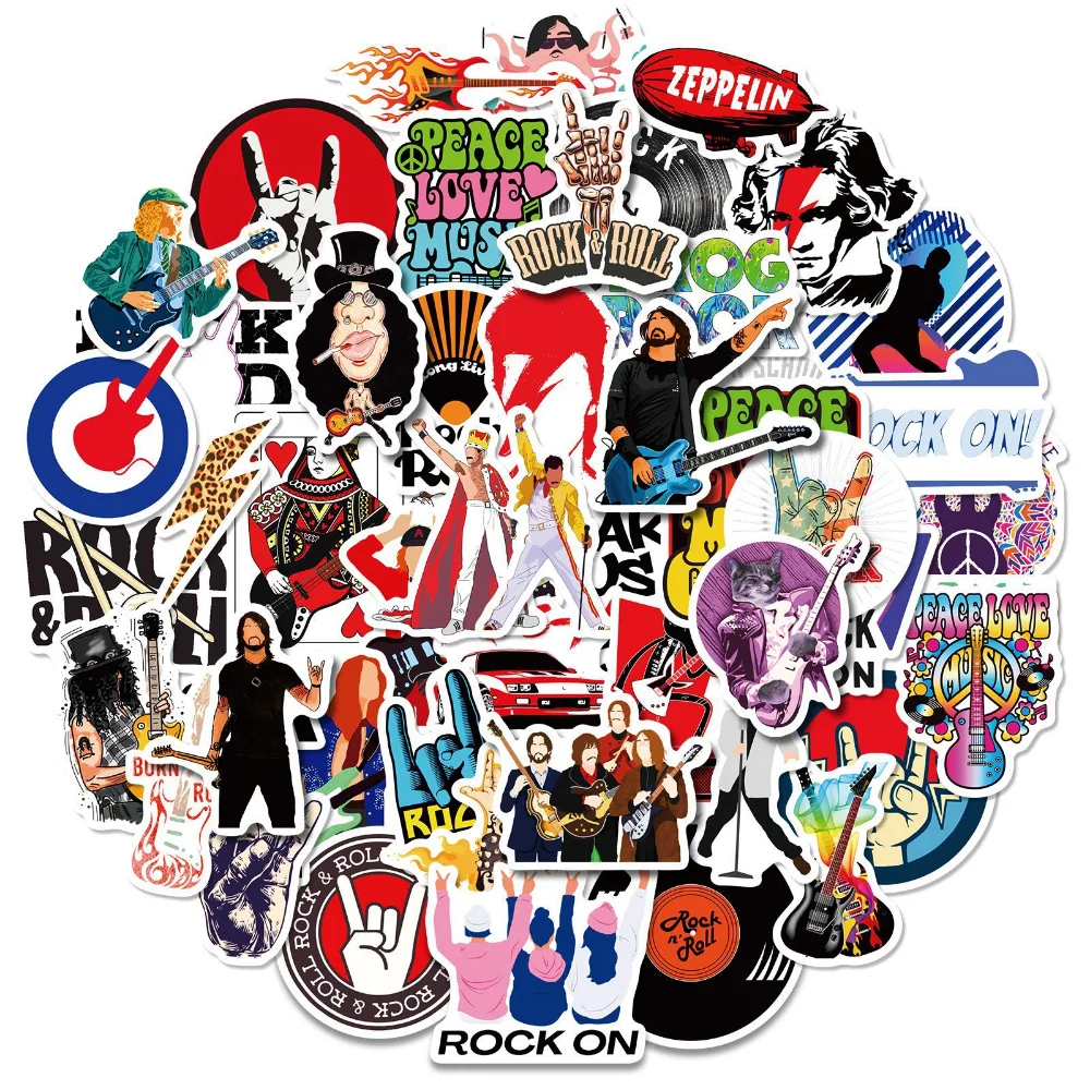 10-50Pcs-Rock-Band-Cartoon-Graffiti-Stickers-Cool-Fashion-Tide-Brand ...