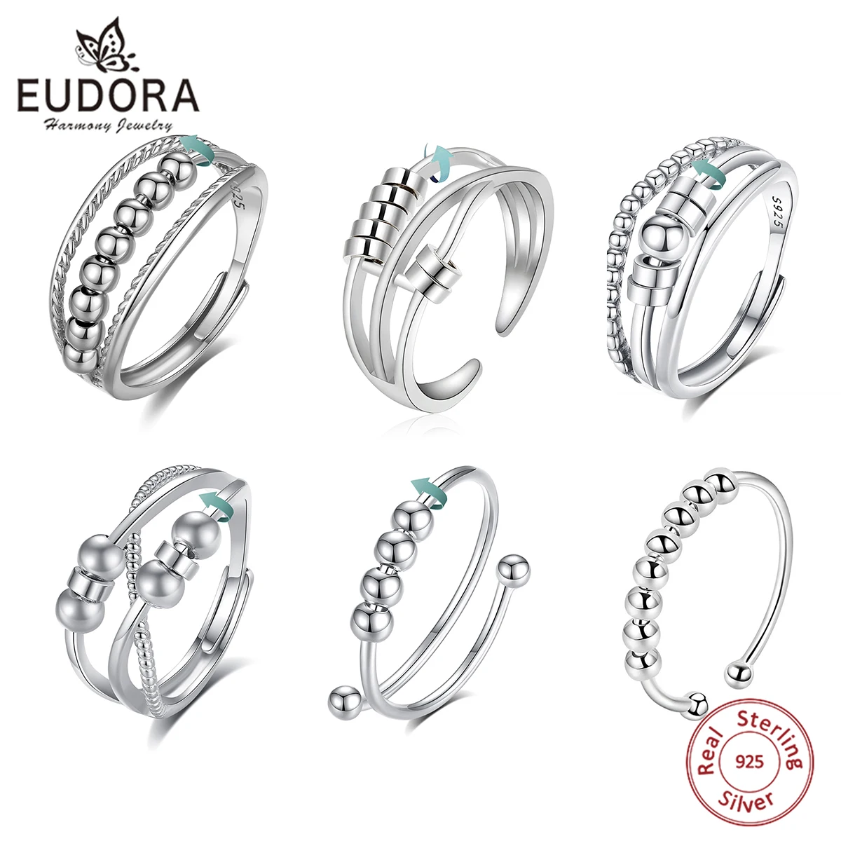Eudora-925-Sterling-Silver-Anxiety-Ring-for-Women-Man-Stress-Release ...