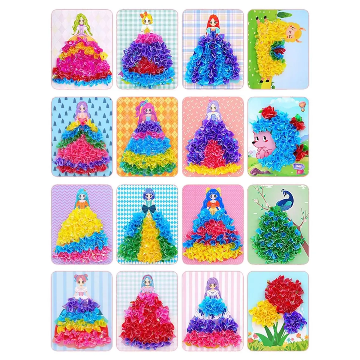 A83Z 4pcs Puzzle Puncture Painting Card Boards Poke Sets for Kids Girls ...