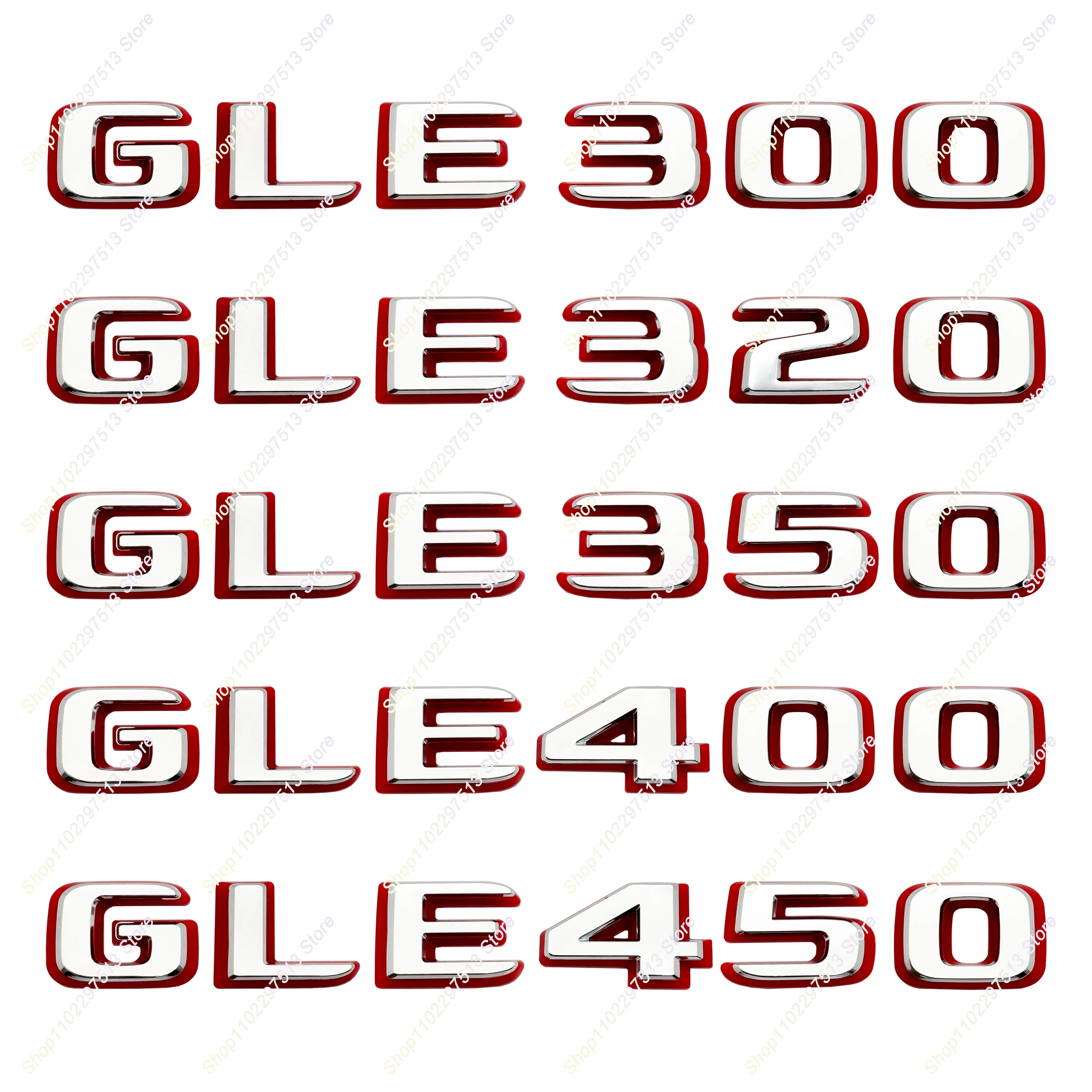 GLE300 GLE320 GLE350 GLE400 GLE450 Two Tone Chrome Red Letters ABS ...