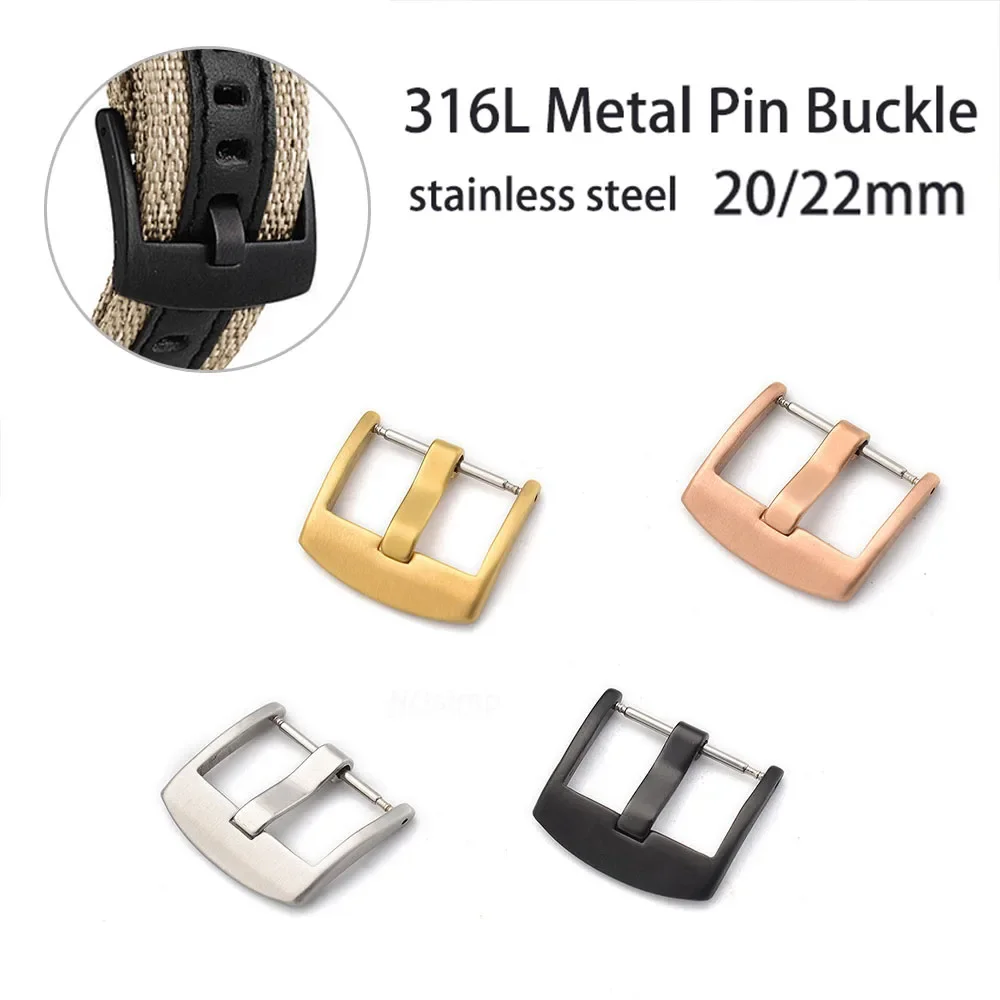 Metal-Watch-Buckle-20mm-22mm-Bracelet-Silver-Black-Clasp-Stainless ...