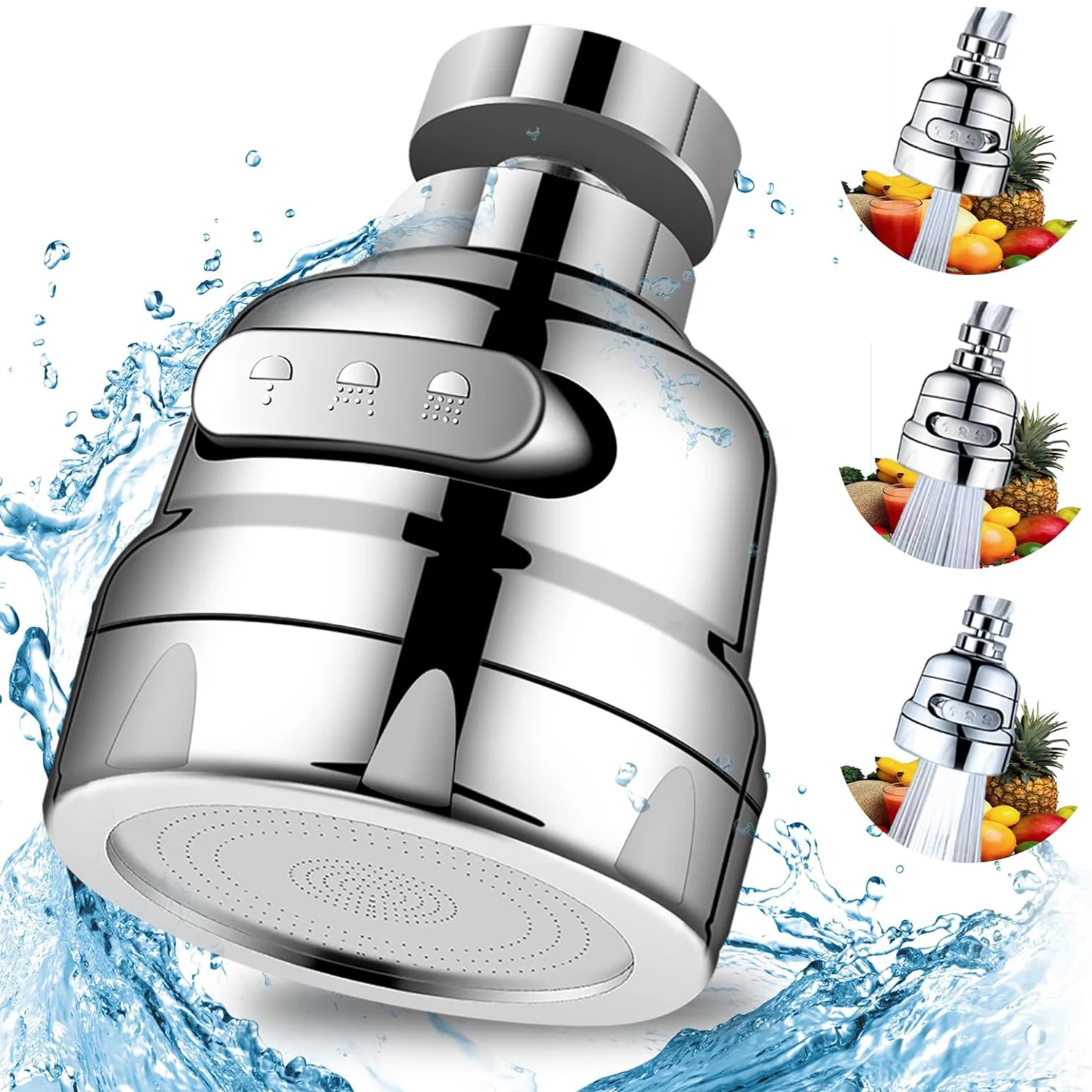360-Degree-Swivel-Kitchen-Faucet-Aerator-Adjustable-3-Modes-Sprayer ...