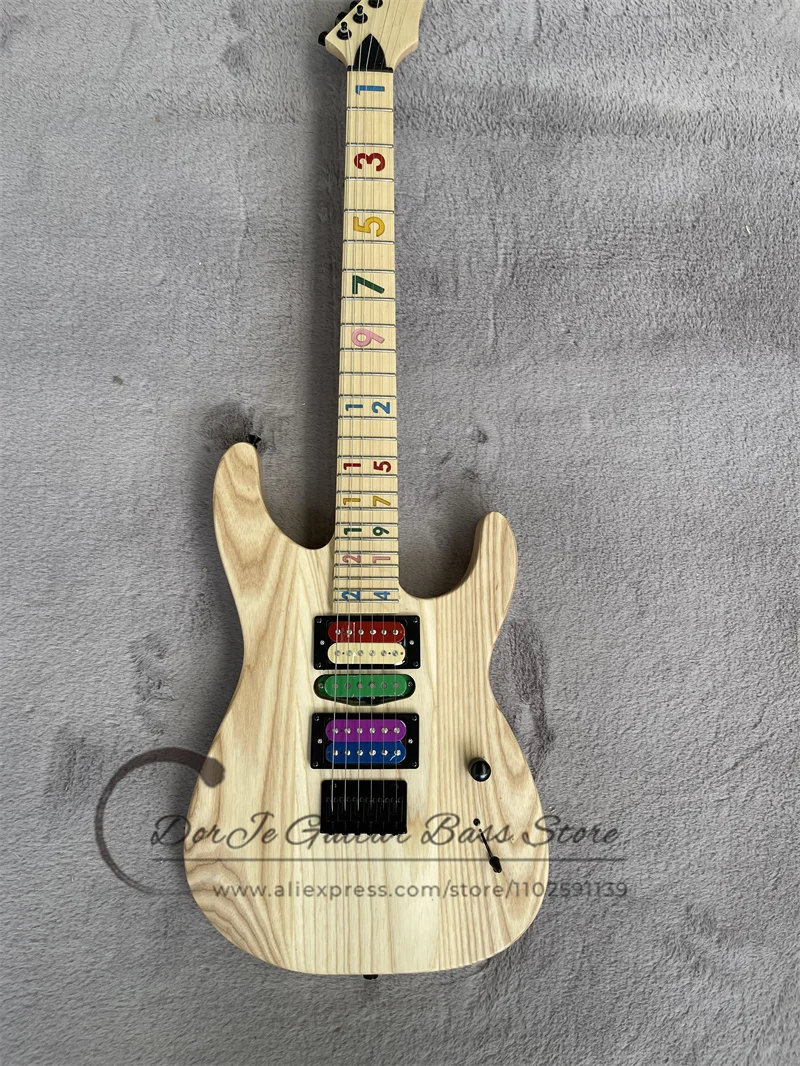 Natural-Electric-Guitar-ASH-Wood-Body-Fixed-Bridge-HSH-Color-Pickups ...
