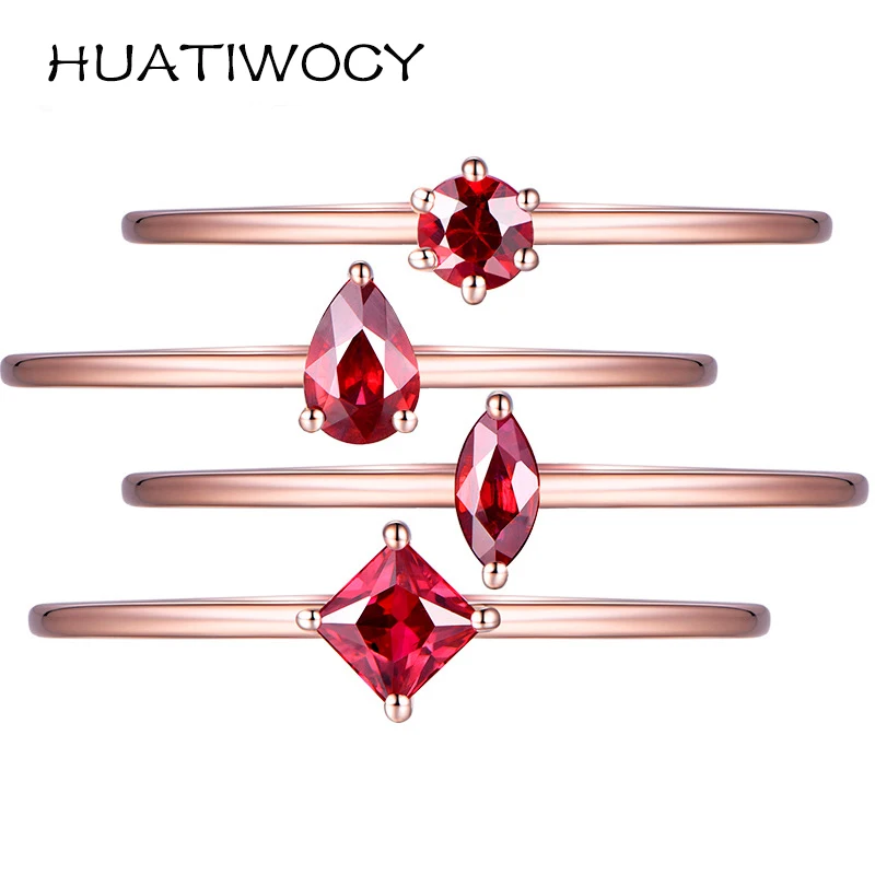 Classic Women Ring Silver Jewelry With Ruby Gemstone Rose Gold Color Open Finger Rings For Girl ...