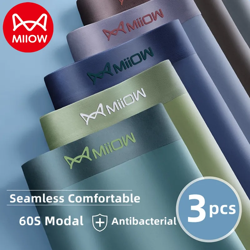 MiiOW-3pcs-80S-Modal-Men-Underwear-Boxer-Shorts-AAA-Cotton-Antibacterial-Breather-Man-Underpants ...