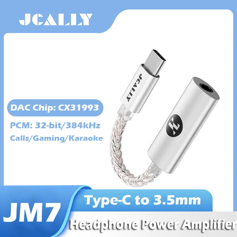 JCALLY JM7 USB-C Type-C To 3.5mm Digital Audio Cable DAC CX31993 For ...