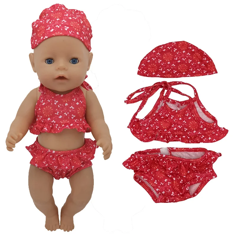 Doll Bikini + Cap Summer Swimming Suit And Cap Fits 43cm Baby Dolls 18 ...