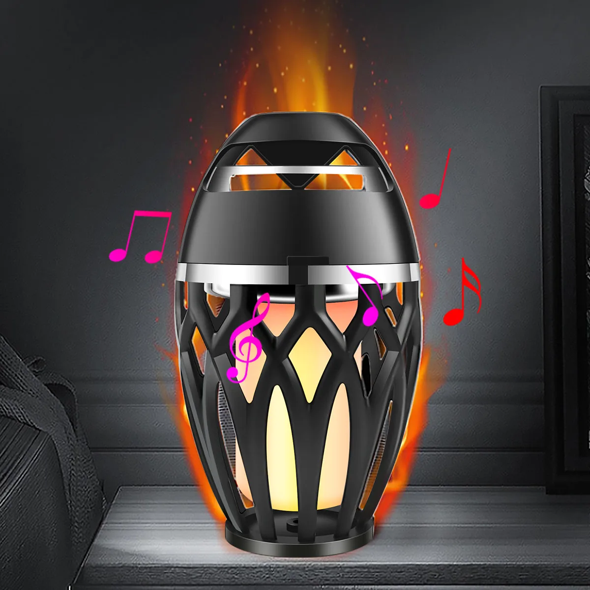 New Outdoor Torch Bluetooth Speaker with LED Flame Light IPX4 ...