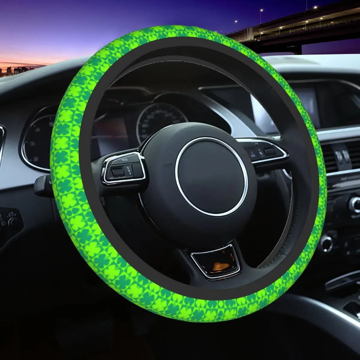 Four Leaf Clover Checkerboard Steering Wheel Cover Saint Patrick Day ...