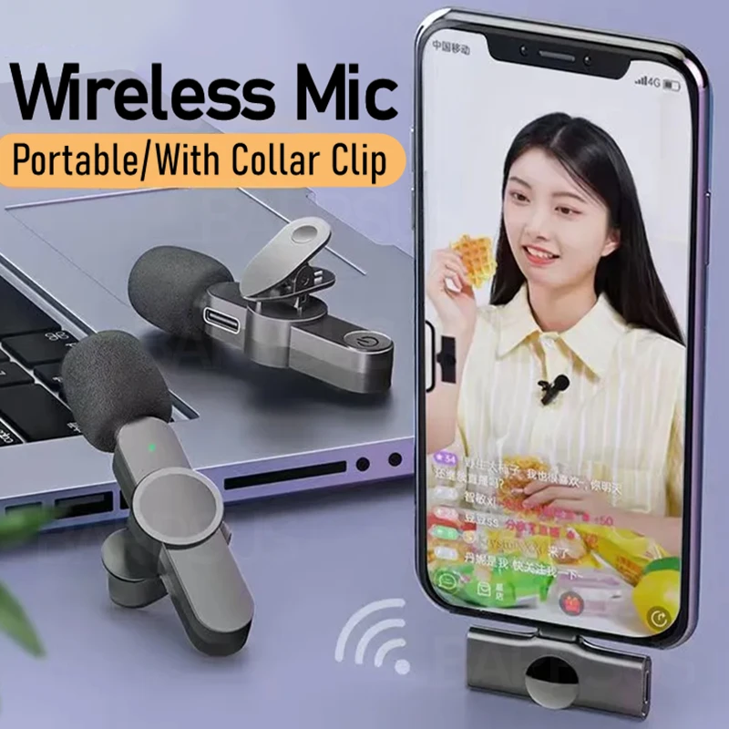 Portable-Clip-on-Lavalier-Wireless-Microphone-for-Interview-Live-Video ...