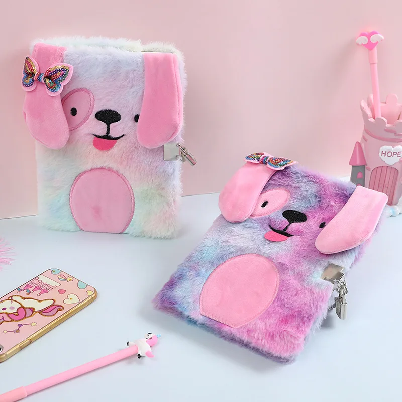 LOLEDE-Cartoon-Cute-Dog-Notebook-Plush-Hand-Book-Diary-Book-with-Lock ...