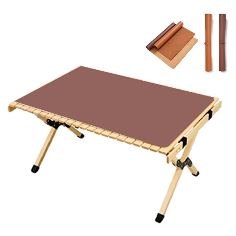 Table Mat Camping Wood Roll Table Mat 85 115 PU Leather Thicken ...